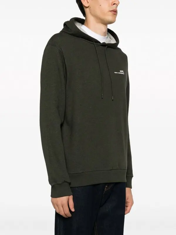 A.p.c. Logo-print Drawstring Hoodie - Green