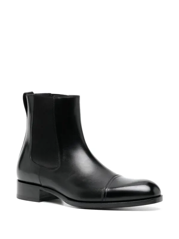 TOM FORD Leather Ankle Chelsea Boots - Black