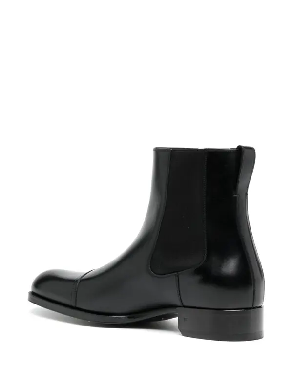 TOM FORD Leather Ankle Chelsea Boots - Black