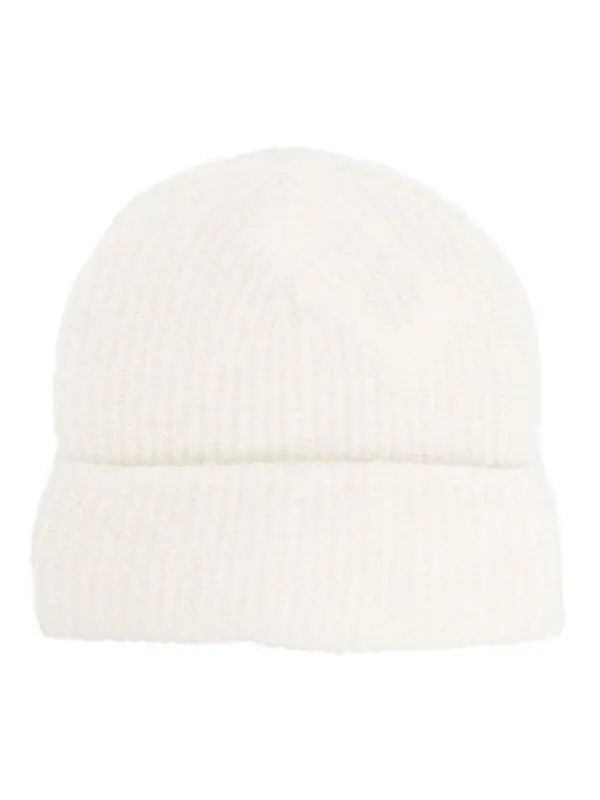 P.a.r.o.s.h Turn-up Ribbed-knit Beanie - White