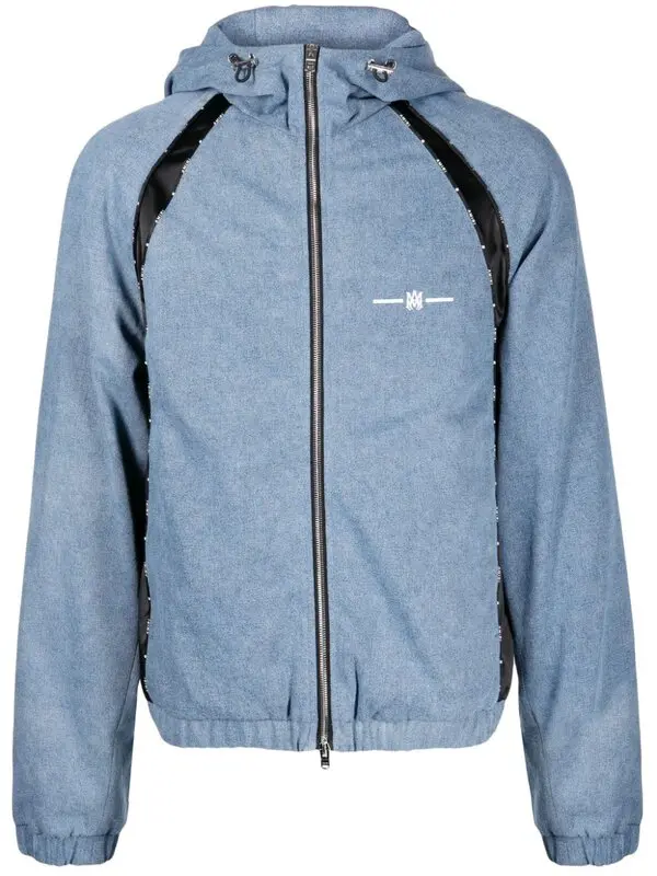 Amiri Logo-print Denim Track Jacket - Blue