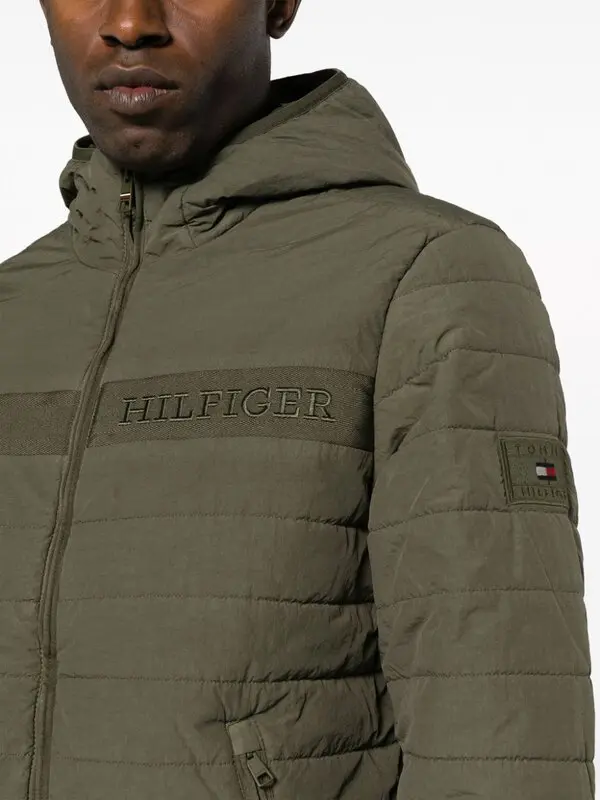 Tommy Hilfiger Logo-embroidered Padded Hooded Jacket - Green