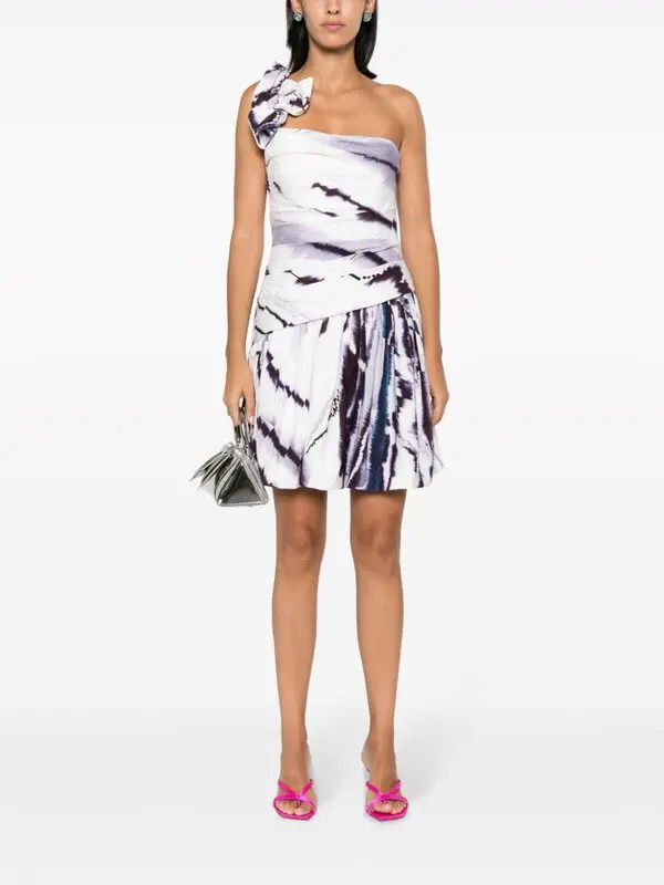 GEMY MAALOUF Tie-dye Print One-shoulder Mini Dress