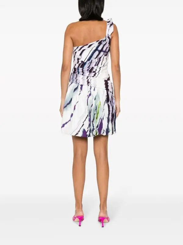 GEMY MAALOUF Tie-dye Print One-shoulder Mini Dress