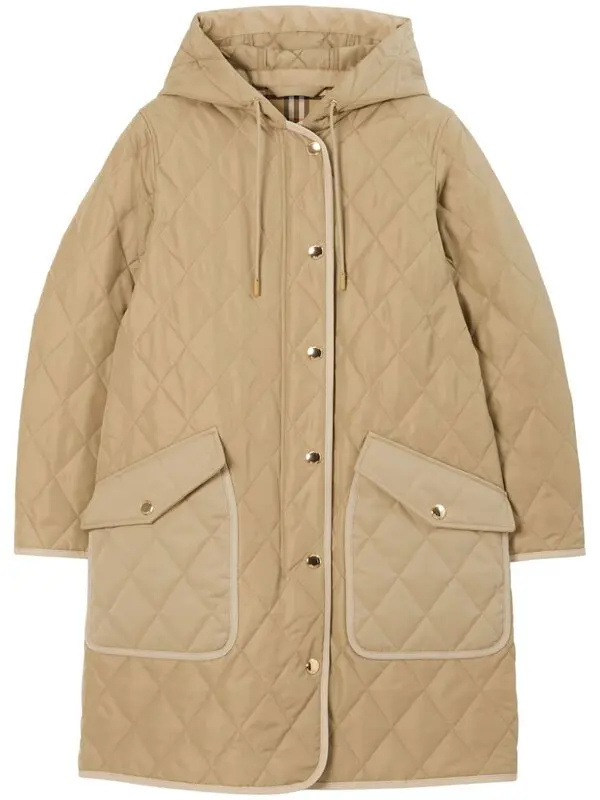 Burberry Diamond-quilted Hooded Parka Coat - Neutrals