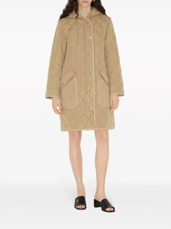 Burberry Diamond-quilted Hooded Parka Coat - Neutrals