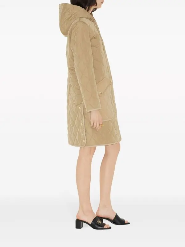 Burberry Diamond-quilted Hooded Parka Coat - Neutrals