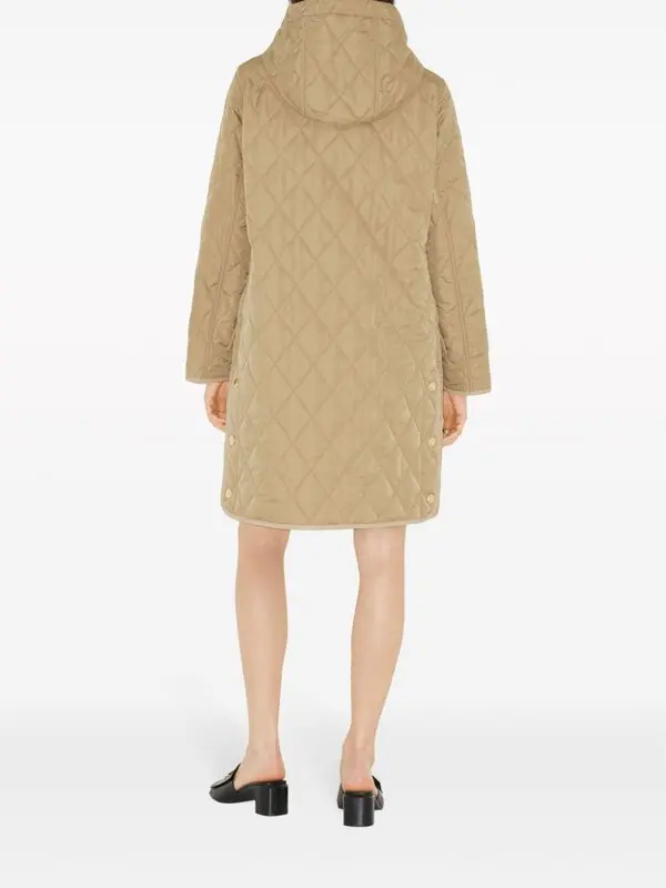 Burberry Diamond-quilted Hooded Parka Coat - Neutrals