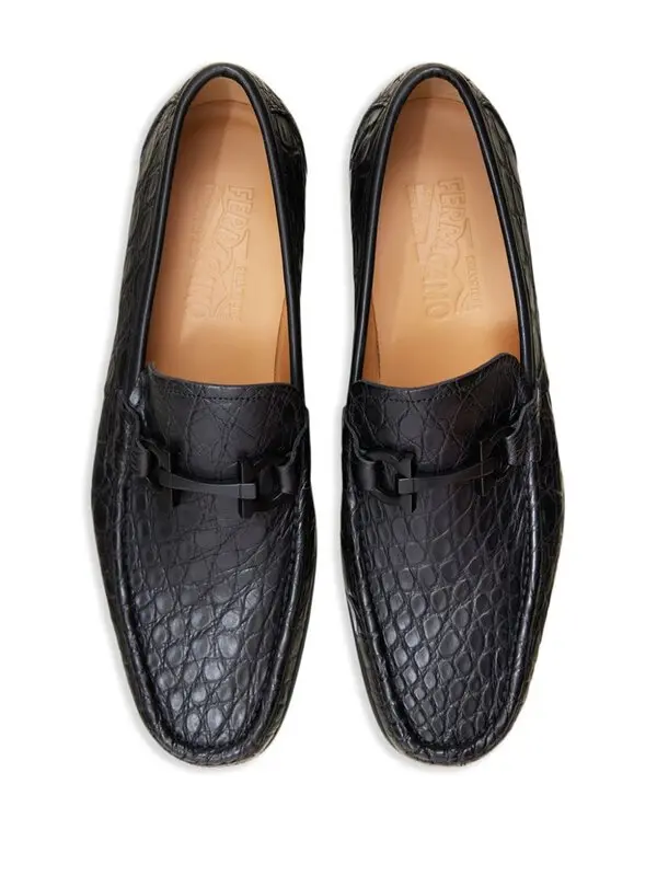 FERRAGAMO Gancini Loafers - Black
