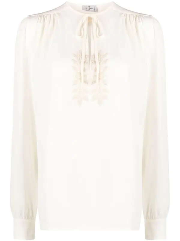 Etro Leaf-embroidered Silk Blouse