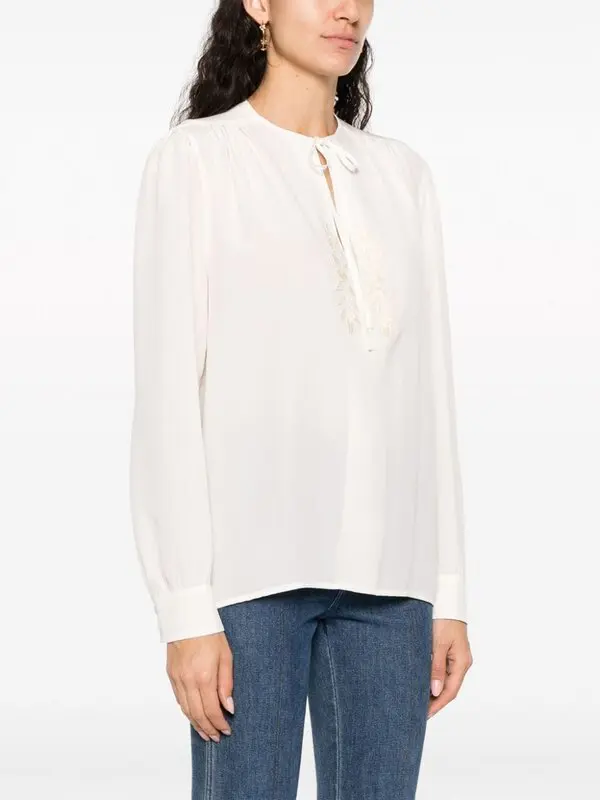 Etro Leaf-embroidered Silk Blouse
