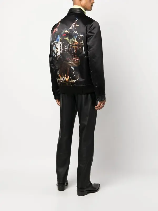Philipp Plein Satin-finish Graphic-print Bomber Jacket