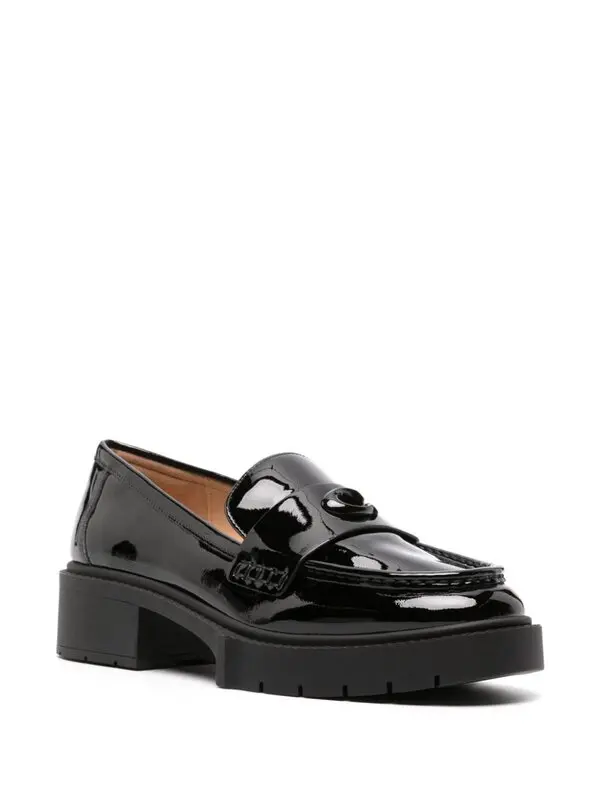 COACH Leah Patent-leather Loafers - Black