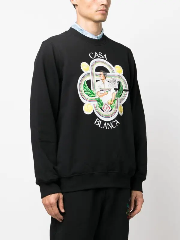 Casablanca Le Joueur Cotton Sweatshirt - Black