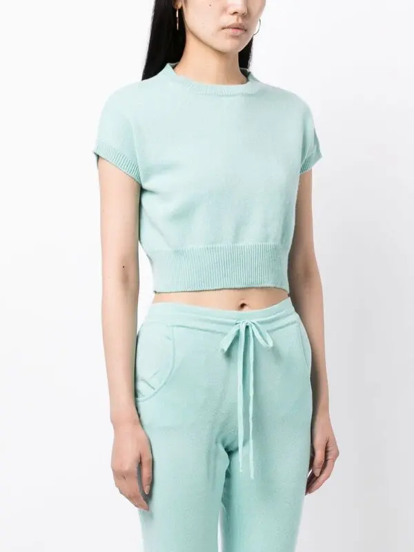 TEDDY CASHMERE Genova Sleeveless Cropped Cashmere Jumper - Blue