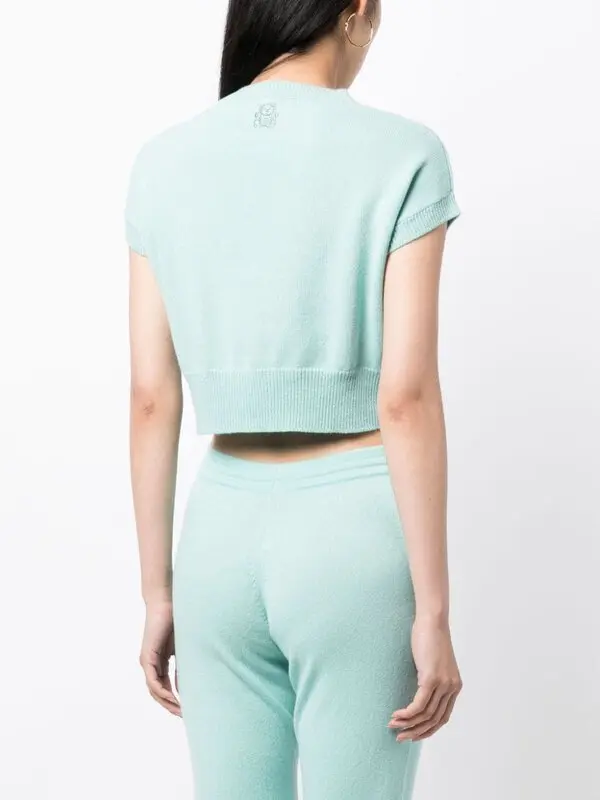 TEDDY CASHMERE Genova Sleeveless Cropped Cashmere Jumper - Blue