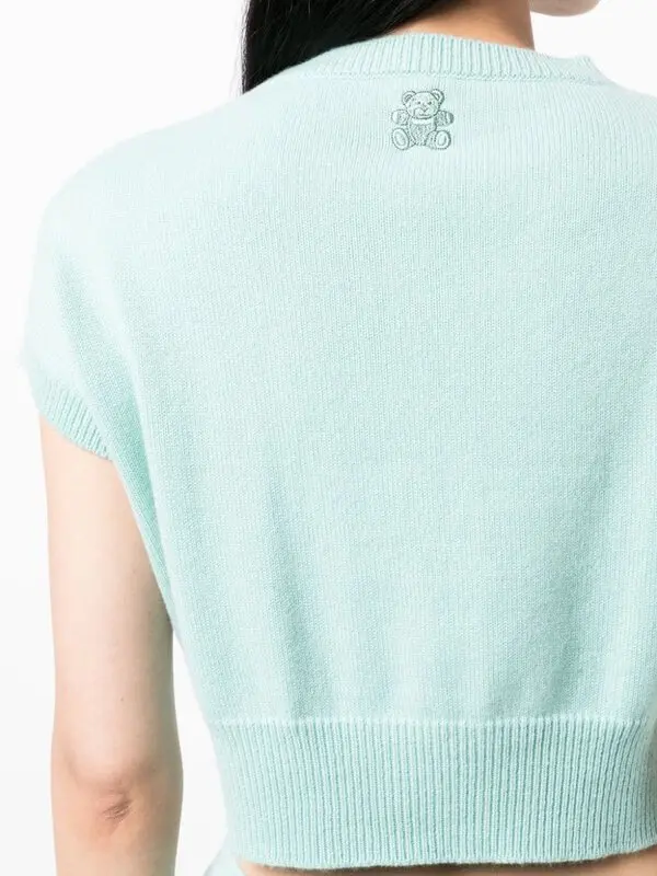 TEDDY CASHMERE Genova Sleeveless Cropped Cashmere Jumper - Blue