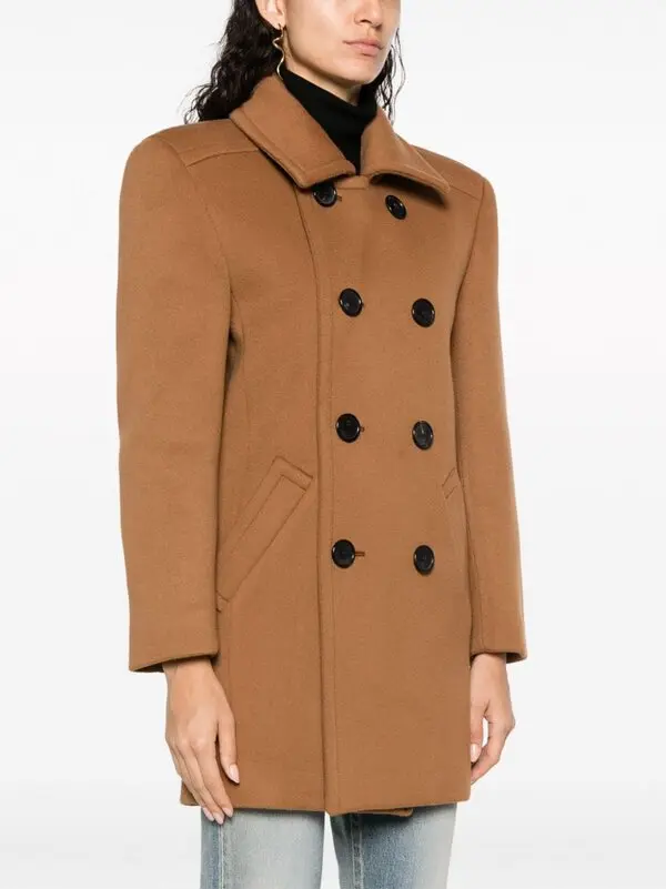 Saint Laurent Double-breasted Wool Coat - Brown