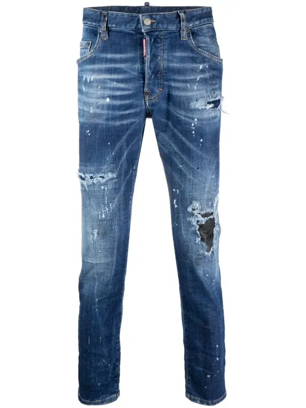 Dsquared2 Distressed Slim-cut Jeans - Blue