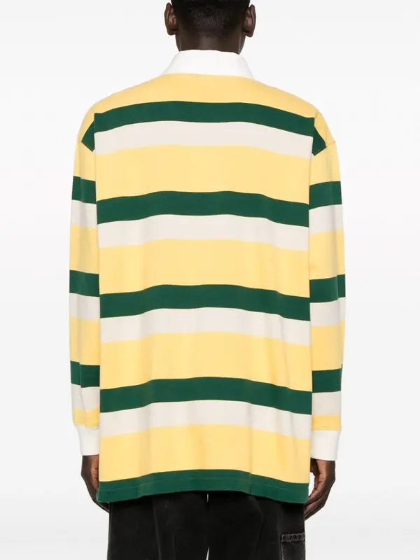 Palm Angels Logo-embroidered Stripe-pattern Polo Shirt