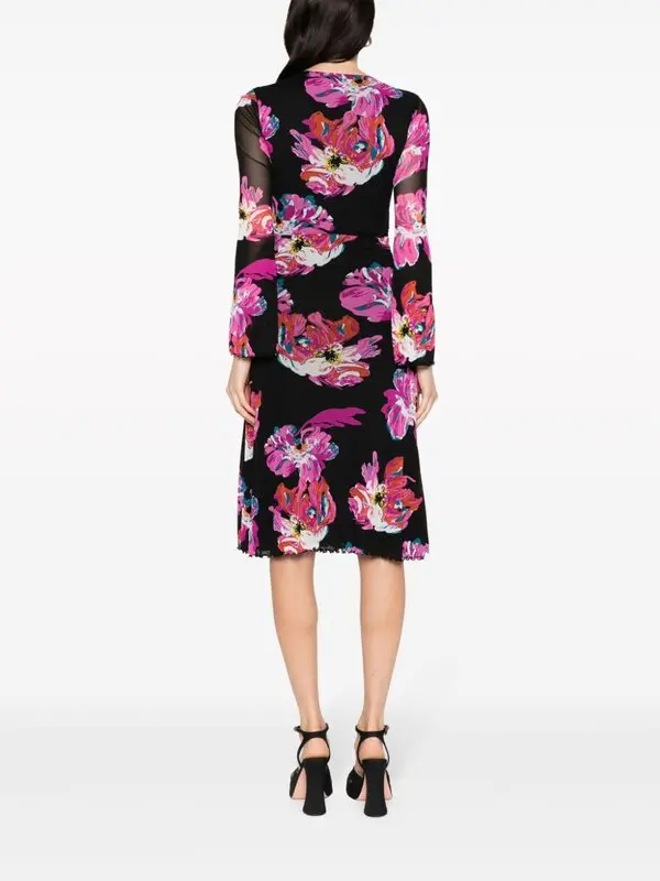 Diane Von Furstenberg Painted Blossom Print Midi Dress