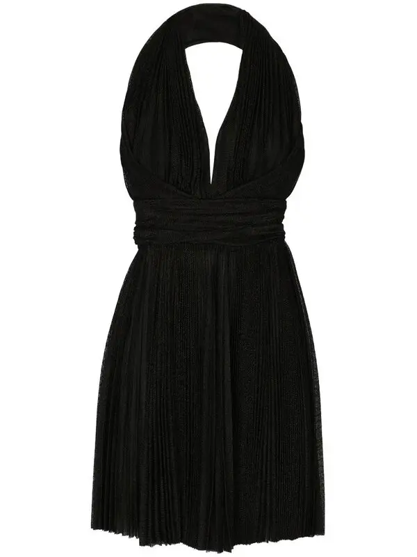 Dolce & Gabbana Plissé Halterneck Mini Dress