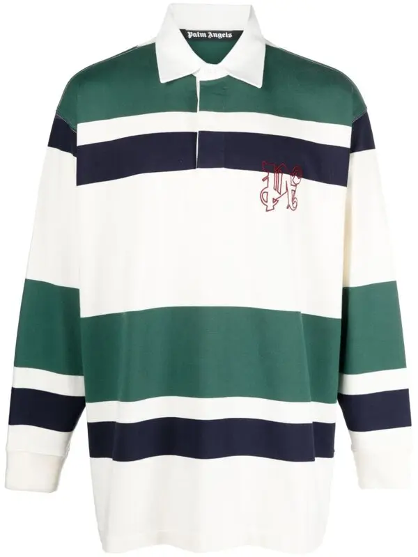 Palm Angels Striped Cotton Polo Shirt