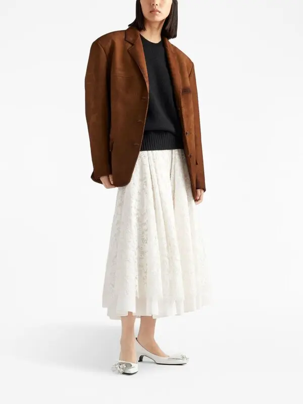 Prada Floral-lace Cotton Midi Skirt
