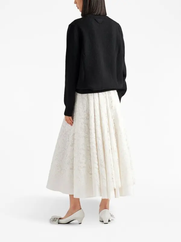 Prada Floral-lace Cotton Midi Skirt