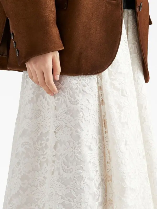 Prada Floral-lace Cotton Midi Skirt