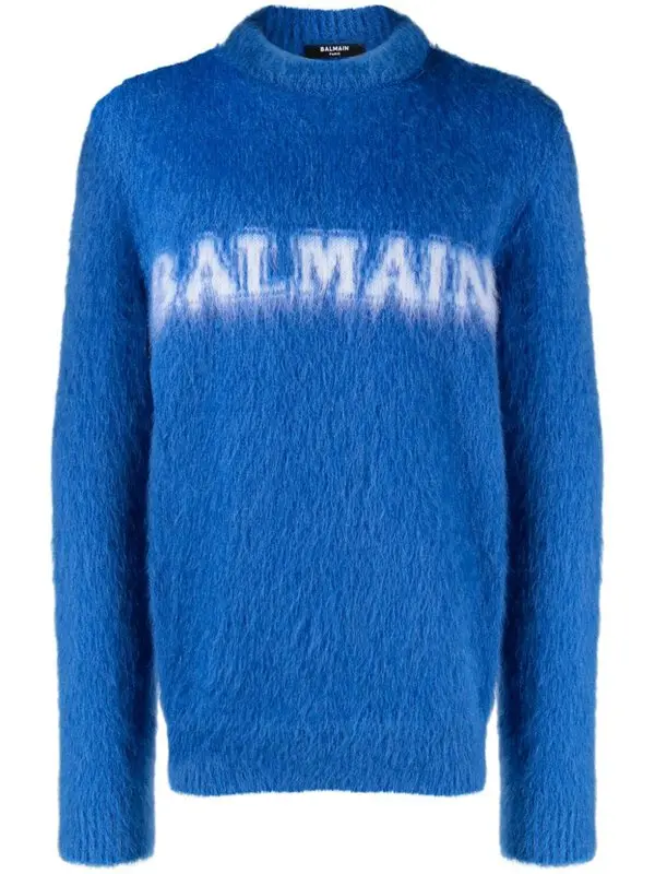 Balmain Logo-print Jumper - Blue