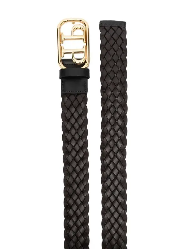 Philipp Plein Braided Logo Buckle Belt - Brown