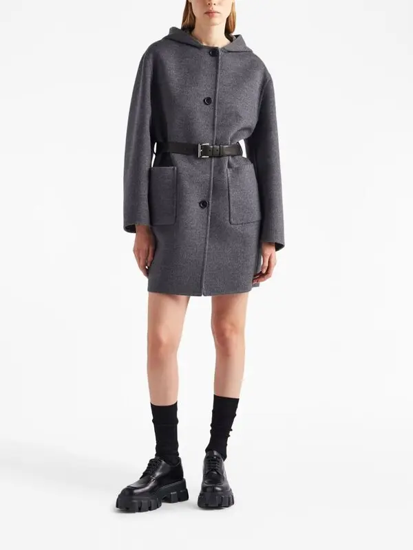 Prada Single-breasted Wool Coat - Grey