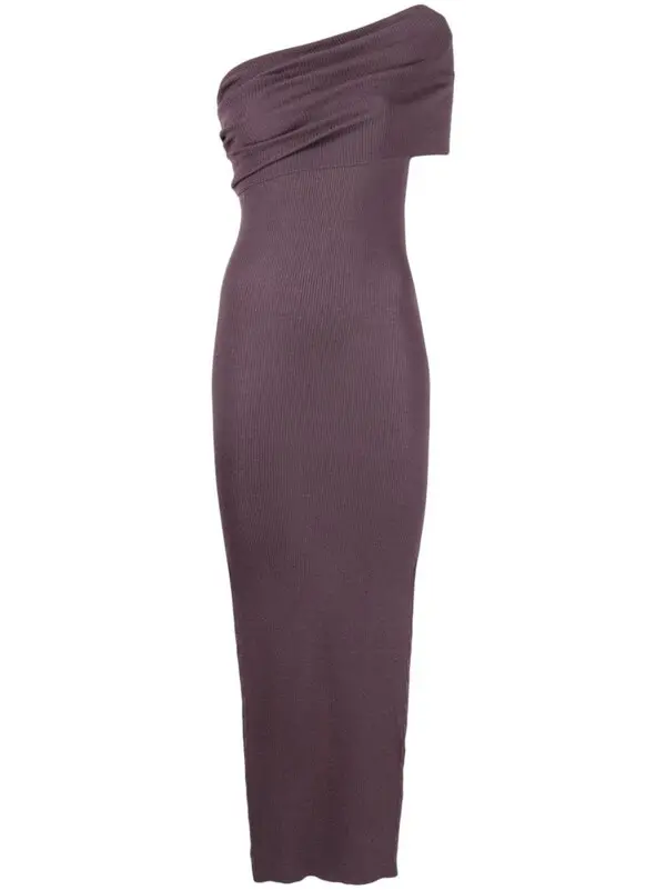Rick Owens One-shoulder Wool Maxi Dress - Purple