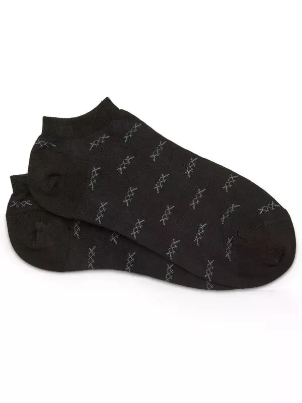 Zegna Triple Stitch Cotton-blend Ankle Socks - Black