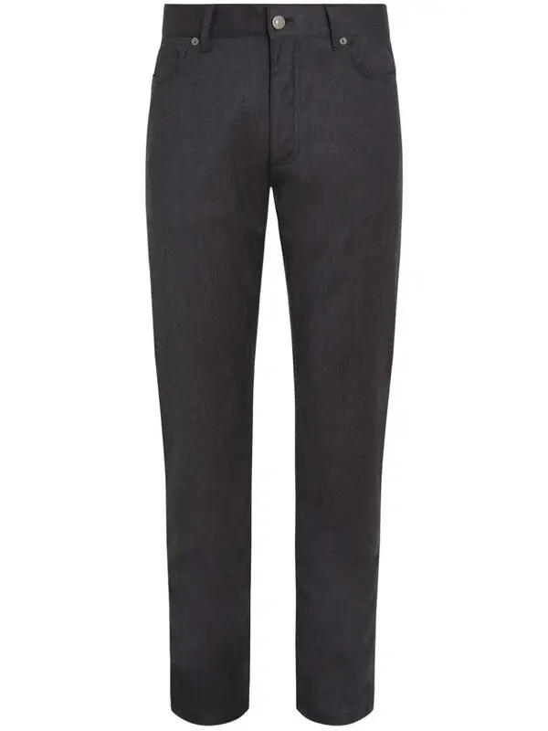 Zegna Roccia Stonewashed Wool Trousers - Black