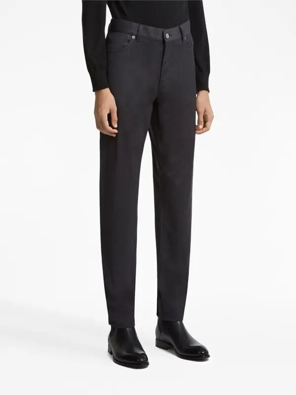 Zegna Roccia Stonewashed Wool Trousers - Black
