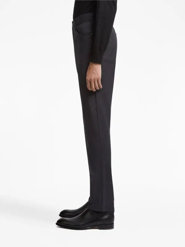 Zegna Roccia Stonewashed Wool Trousers - Black