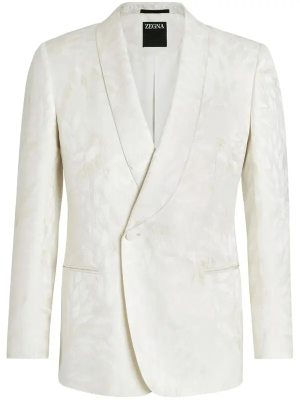 Zegna Jacquard Silk-wool Evening Jacket - White