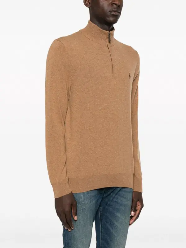 Polo Ralph Lauren Logo-embroidered Fine-knit Jumper - Brown