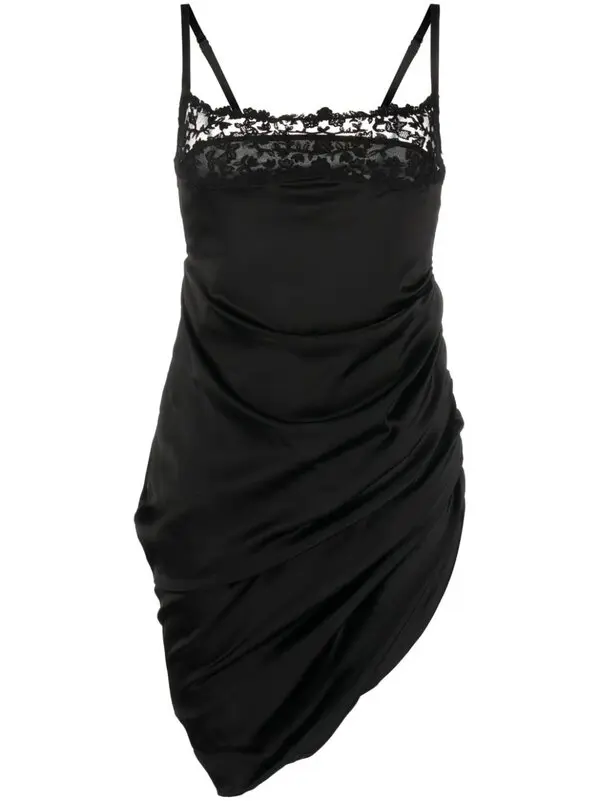 Jacquemus La Saudade Brodée Satin Minidress - Black