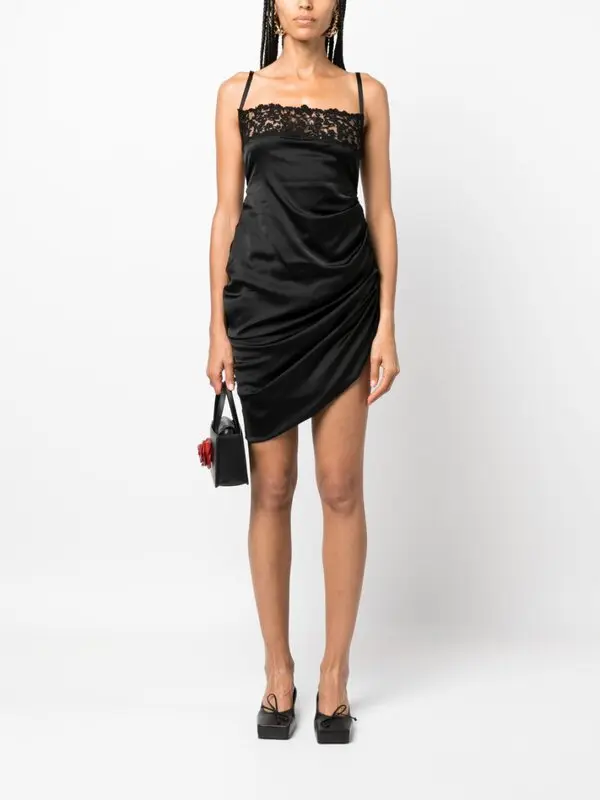 Jacquemus La Saudade Brodée Satin Minidress - Black