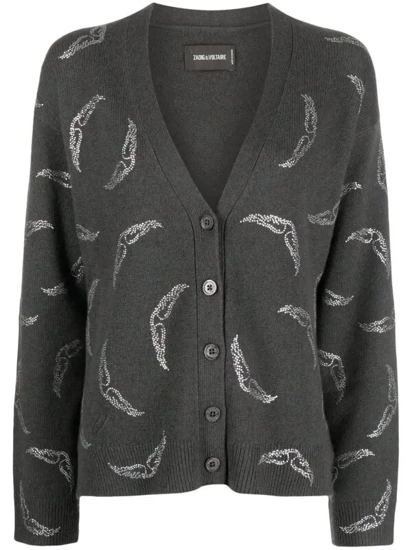 Zadig&Voltaire Crystal-Embellished Wing-Motif Cardigan