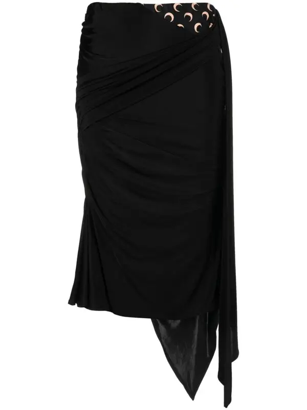 MARINE SERRE Draped Asymmetric Midi Skirt