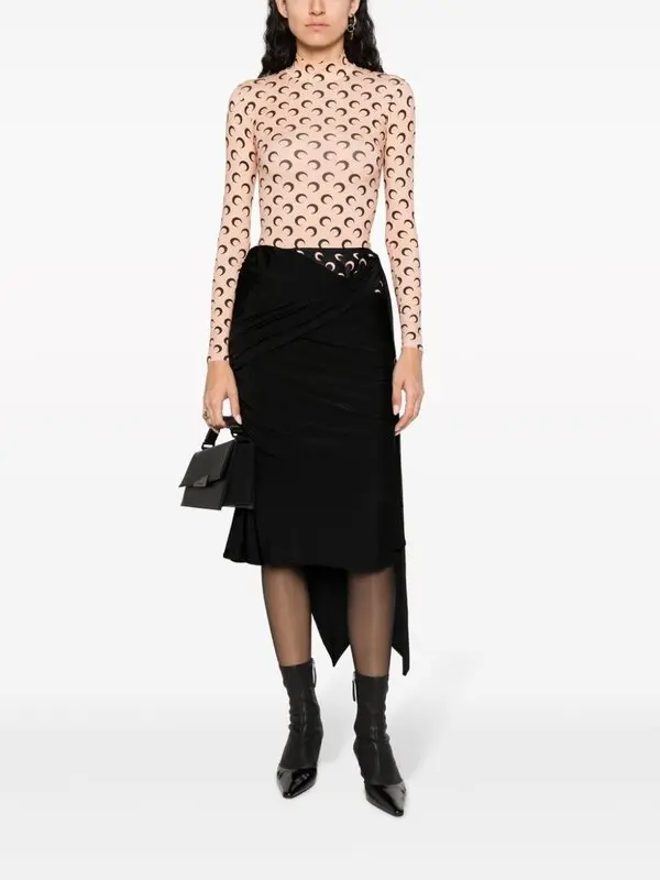 MARINE SERRE Draped Asymmetric Midi Skirt