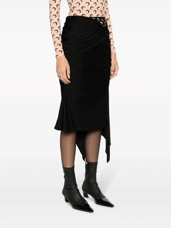 MARINE SERRE Draped Asymmetric Midi Skirt