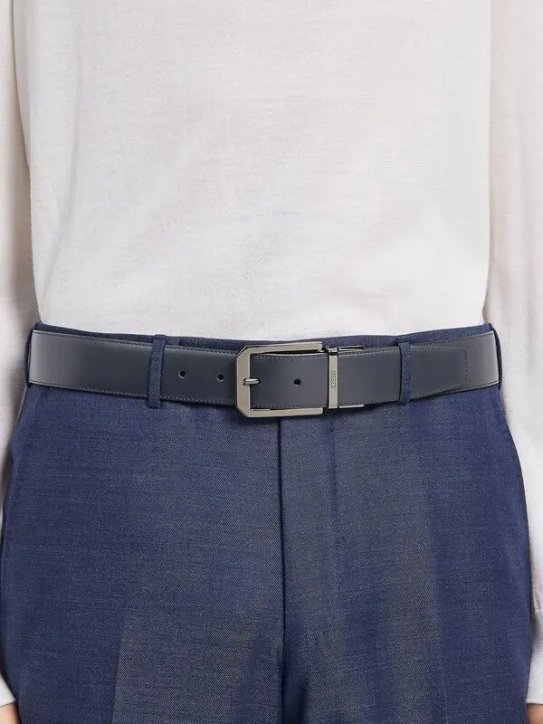Zegna Grained Leather Reversible Belt