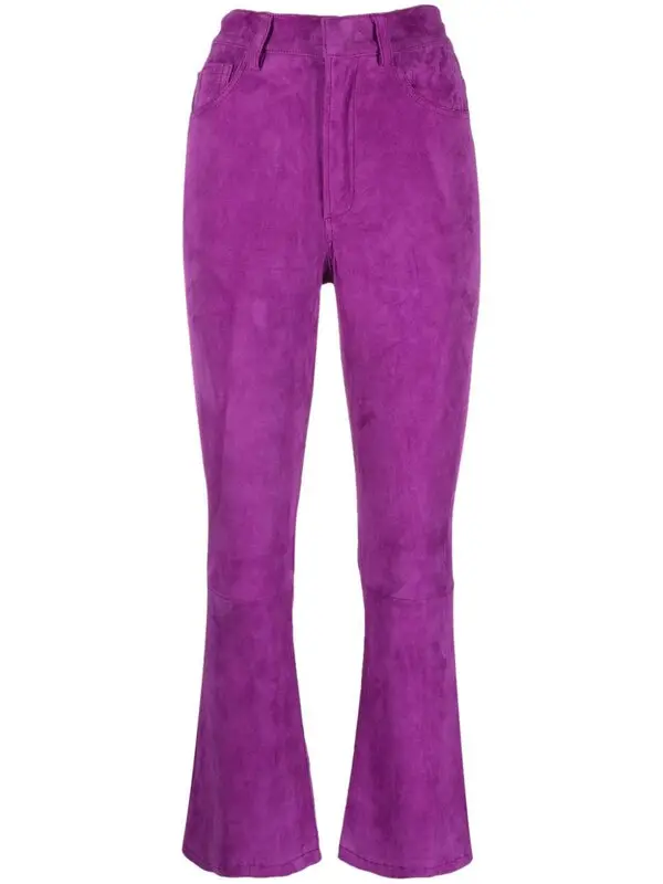 PAULA Zircon Suede Flared Trousers - Purple