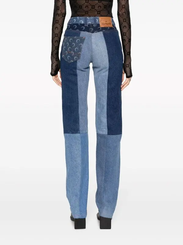 MARINE SERRE Regenerated Patchwork Straight-leg Jeans - Blue