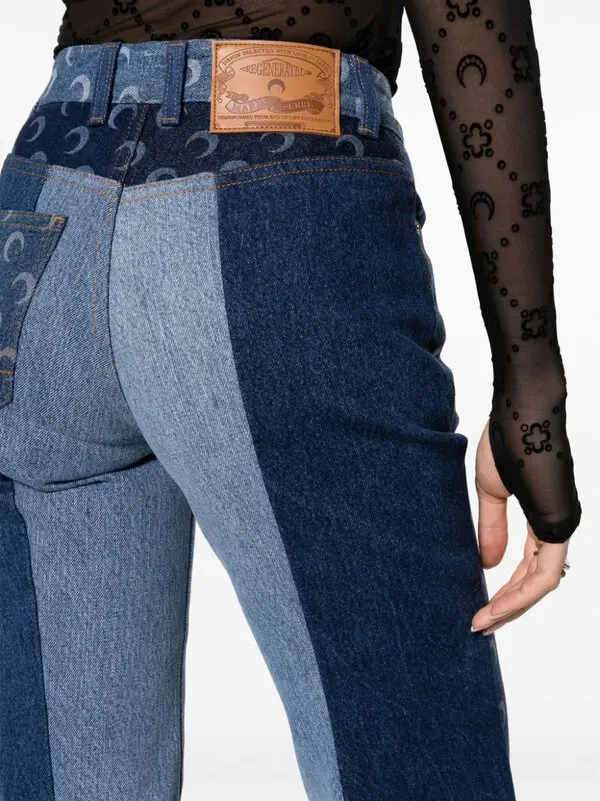 MARINE SERRE Regenerated Patchwork Straight-leg Jeans - Blue
